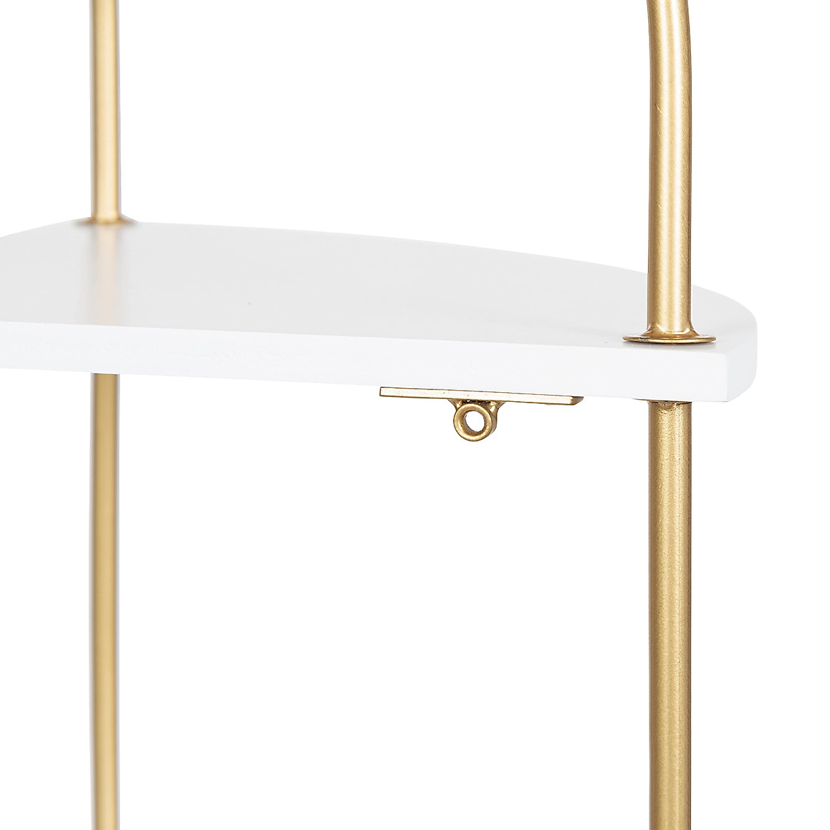 Kate and Laurel Walters Glam Wall Mounted Corner Shelf, 17 x 12 x 35, White and Gold, Decorative Three Tier Corner Wall Shelf for Storage and Display