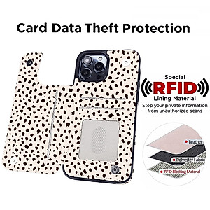 uCOLOR Flip Leather Wallet Case Card Holder for iPhone 12 Pro/12 Women and Girls with Card Holder Kickstand Marble Design Compatible with iPhone 12/iPhone 12 Pro 5G 6.1 inch (Almond Latte Polka Dot)