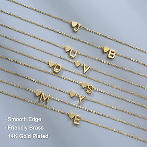JECOMY Dainty Initial Necklaces for Women 14K Gold Plated Heart Letter Necklace Personalized Initial Heart Pendant Necklace Tiny Letter Name Necklaces