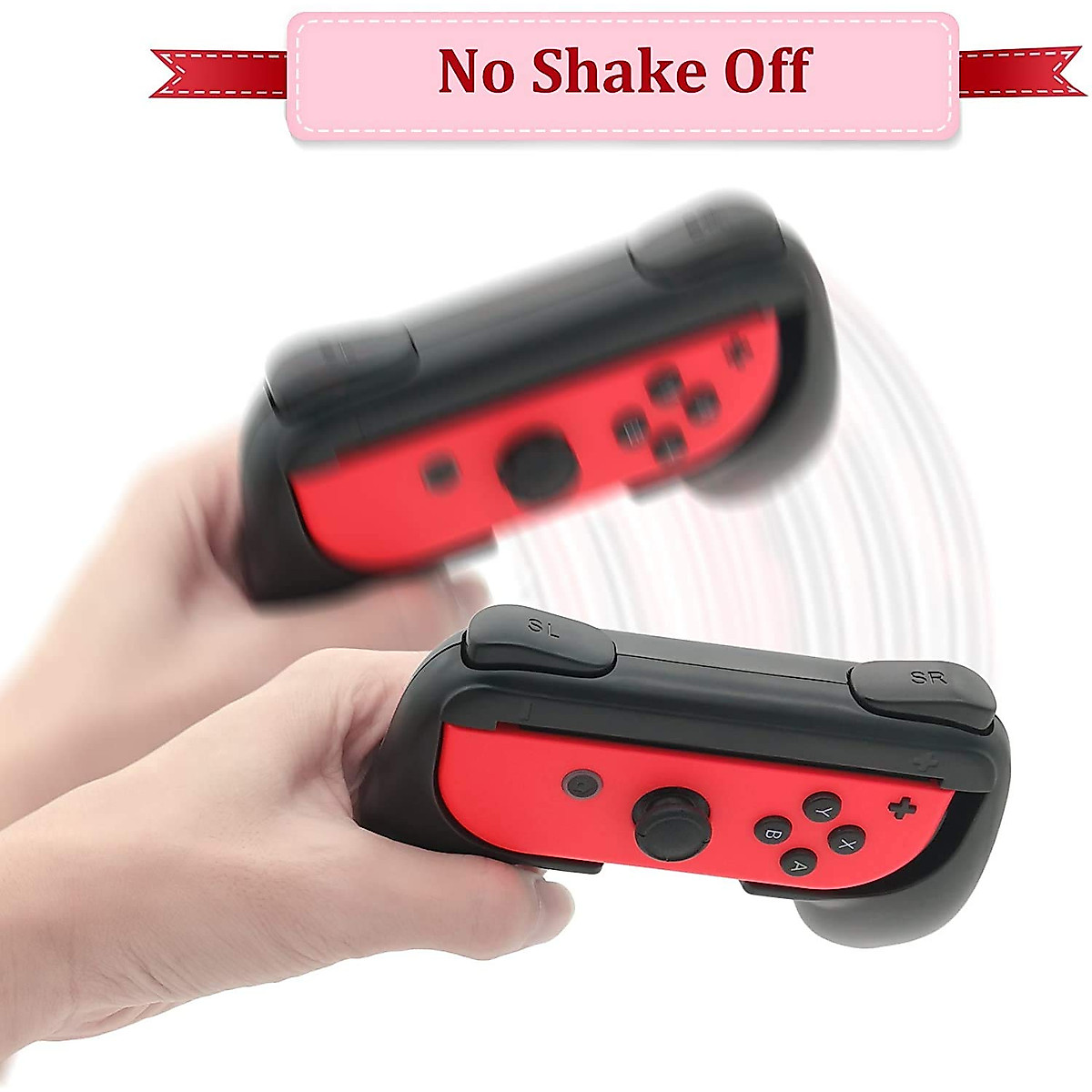 EIMGO Controller Grip for Nintendo Switch Joy-Con, Wear-Resistant Handheld Joystick Remote Handle Compatible with Switch, 2 Pack (Black)