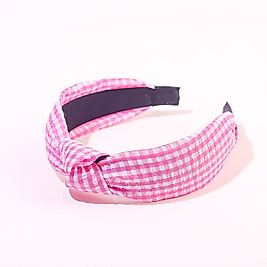 CULHEITE 6 Pieces Seersucker Knotted Headbands for Women Striped Gingham Plaid Hairband Elastic Wide Hair Hoop Summer Holiday Fashion Hair Accessory