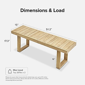 mopio Bruno Outdoor Dining Set, Solid Acacia Wood Patio Table & Chairs Set for Indoor Outdoor Dining, Mid Century Modern Farmhouse Conversation Sets (4 Seater: Table, 2 Benches | 3 Piece)