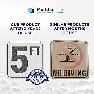 Aquatic Custom Tile, 5FT Pool Depth Markers, 6x6 Inches Vinyl Pool Stickers, Swimming Pool Number Markers, Pool Safety Signage, Adhesive Pool Depth Markers Stickers for Decks, MADE IN USA - (1 Pack)