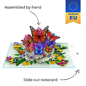 Hartensteler® Butterflies in Nature Pop Up Card - 3D Butterfly Card for Wife, Girlfriend & Mother (Birthday Card, Get Well, Thank You, Anniversary)
