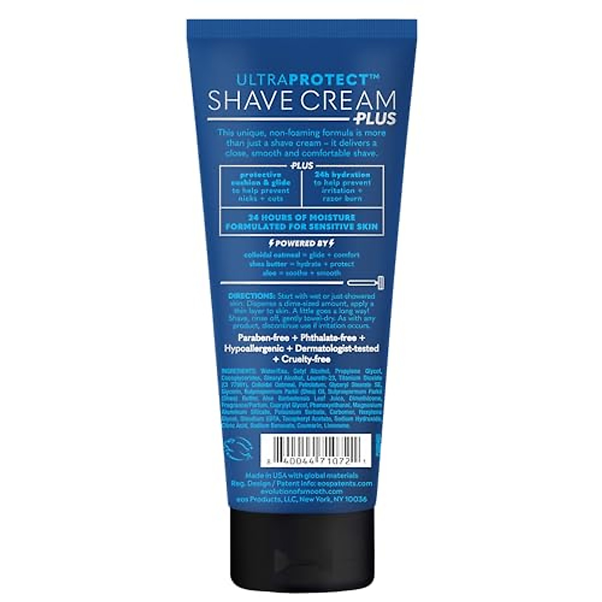 eos UltraProtect Men’s Shave Cream- Blue Surf, 24-Hour Hydration, Non-Foaming Formula, 7 fl oz