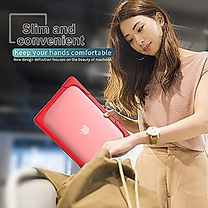 CISSOOK Shockproof Case for MacBook Pro 13 Inch 2023 2022 2021 2020 M2 M1 A2338 A2289 A2251 Model, Heavy Duty Hard Shell Case Dual Layer Cover with Fold Kickstand for MacBook Pro 13 - Red