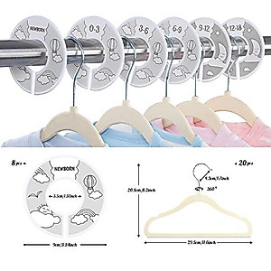 Lemonfilter 20 Pack Kids Velvet Hangers, Non-Slip Baby Clothes Hangers Space Saving Ultra Thin Toddler Children Hangers with 8 Pcs Baby Wardrobe Dividers(Beige)