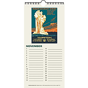 National Parks Poster Art of the WPA Perpetual Calendar Birthday Anniversary Family Date Annual Reminders 5.5" x 11.5"