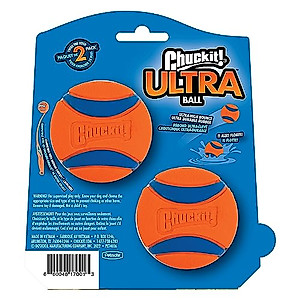 Chuckit Ultra Ball Dog Toy, Medium (2.5 Inch Diameter) Pack of 2, for breeds 20-60 lbs