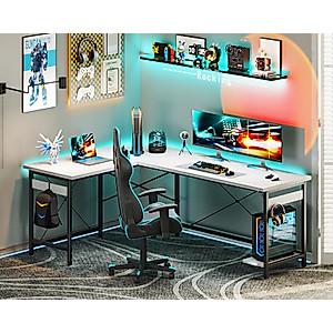 Coleshome 66" L Shaped Gaming Desk, L Shaped Desk, Computer Desk, Gaming Desk, Writing Desk, Home Office Desk, White