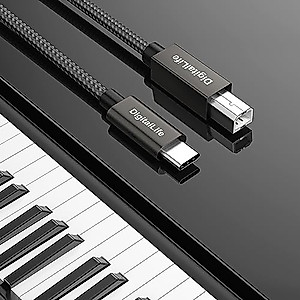 DigitalLife 2m USB Type C to B MIDI Interface Converter Cable, Compatible with Windows 11 / macOS 14 Sonoma (Metal, Nylon Braided)