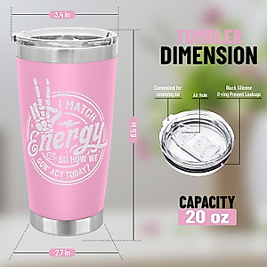 Generic Funny gifts for women/Men-match energy tumbler-Birthday Gifts for Women/Men Funny, Witty & Sarcastic Travel Coffee Mug W/Slider Lid-Cheer up somebody’s day gift-Engraved Tumbler (Baby Pink)