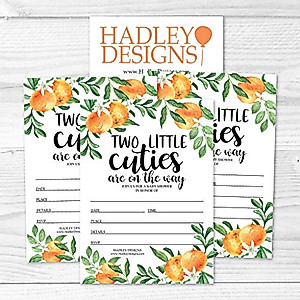 25 Two Little Cuties Baby Shower Invitations, Sprinkle Invite For Boy or Girl Twins, Coed Garden Gender Reveal Neutral Theme, Cute Boho Fill or Write In Blank Printable Card, Floral Party DIY Supplies