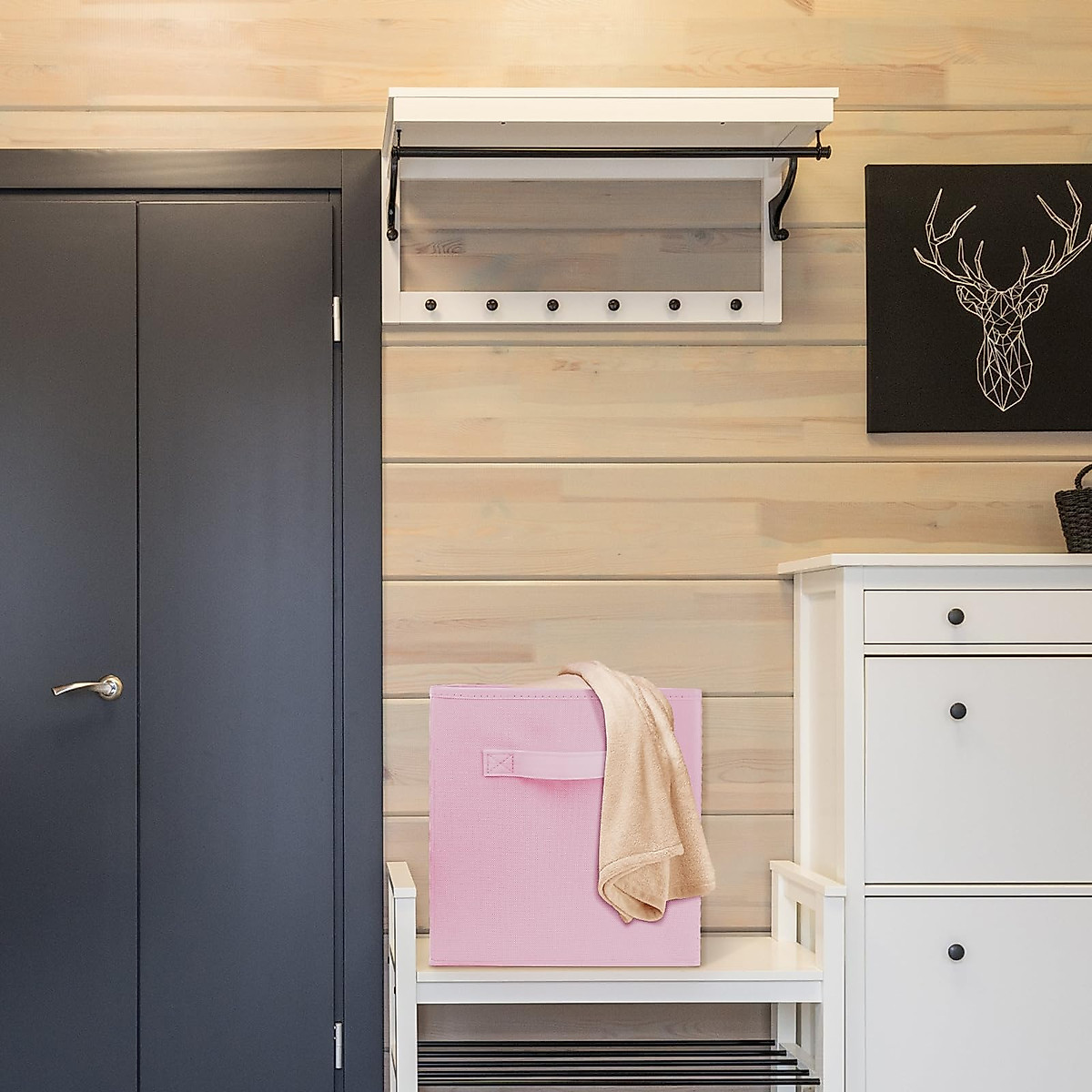 Zuihug 2 Pcs Storage Cubes, 10.5 Inch Collapsible Storage Bins, Fabric Foldable Bins for Organization, Durable Storage Bins for Closet, Shelves, Offices (Pink)