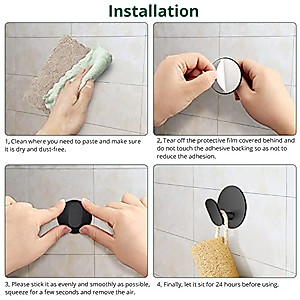 JiGiU Adhesive Hooks, 6 Packs Coat Hooks Towel Holder Wall Hooks Stick Stainless Steel Waterproof Towel Hooks Stickers for Bathroom Bedroom Kitchen Closet Cabinet -Matte Black