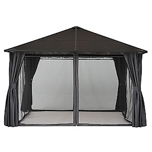 Hardtop Patio Gazebo with Curtains and Netting by ABCCANOPY