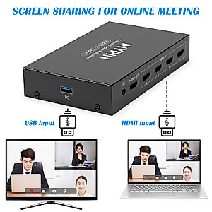 USB3.0 HDMI Video Capture Card, 4-Channel 1080P@60fps HDMI Game Caputre for Multi-Channel Live Streaming with Loop Out for Xbox One/ PS4/ Wii U/Nintendo Switch