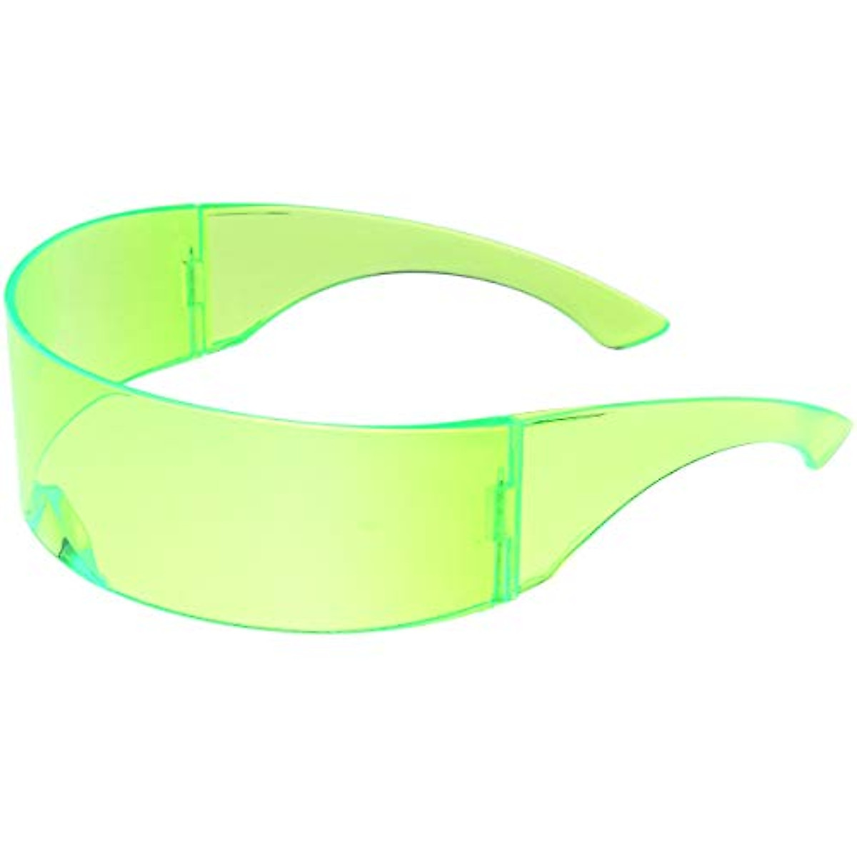 zeroUV 80s Futuristic Cyclops Cyberpunk Visor Sunglasses with Translucent Lens (Green)