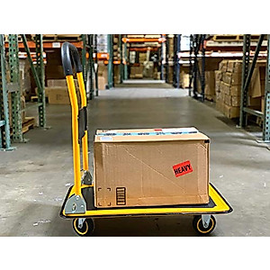 MaxWorks 80876- Foldable Platform Truck Push Dolly 330 lb. Weight Capacity Black and Yellow 28.75" x 18.75" x 33"