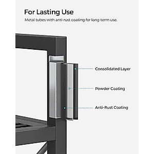 SONGMICS 3-Tier Metal Storage Rack with Wheels, Mesh Shelving Unit with X Side Frames, 23.6-Inch Width, for Entryway, Kitchen, Living Room, Bathroom, Industrial Style, Black UBSC163B01