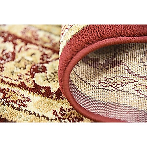 Unique Loom Versailles Collection Traditional Classic Border with Medallion Motif, Area Rug (6' 0 x 6' 0 Round, Burgundy/ Ivory)