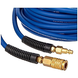 Estwing E1450PVCR 1/4" x 50' PVC / Rubber Hybrid Air Hose with Brass 1/4" NPT Industrial Fitting and Universal Quick Connect Coupler