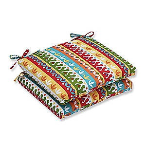 Pillow Perfect Outdoor/Indoor Cotrell Garden Square Corner Seat Cushions, 18.5" x 16", Red, 2 Count