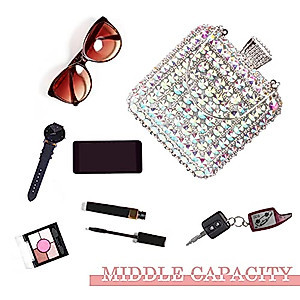 Evening Bag Clutch Purses for Women,Ladies Sparkling Party Handbag Wedding Bag (AB-sliver)