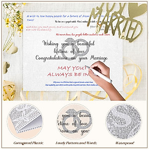 Large Wedding Card for Bridal Shower MR & MRS Congratulations Engagement Cards Jumbo Wedding Greeting Card Oversize Plastic Wedding Guest Signature Book for Bride Groom Wedding Anniversary Decorations