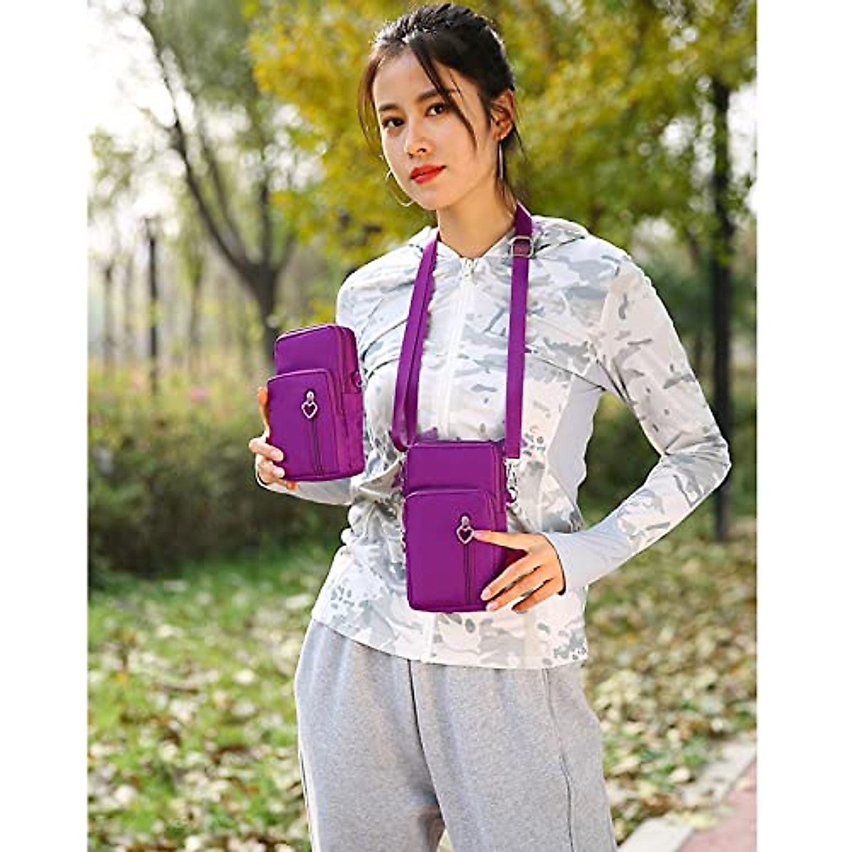 WITERY Cell Phone Crossbody Bag - Nylon Waterproof Small Cell Phone Purse Wallet, Travel Phone Bag Wristlet Women Teen Girls with Adjustable Strap