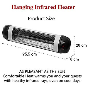Outdoor Electric Patio Heater, Floor Standing Space Infrared Heat Lamp, 2500W Wall Mounted Garden Heater, Remote Control, for Large Room, Garage, Office,Without Stand