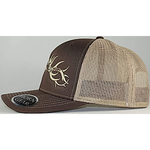 HORN GEAR Trucker Hat - Hunting Hat Series - Elk Hat Edition (Brown/Khaki)