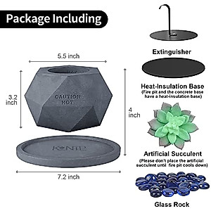 Kante Concrete Tabletop Fire Pit with 7.2" Dark Gray Base, Ethanol Fire Pit for Indoor&Outdoor, Portable Rubbing Alcohol Tabletop Fire Bowl, Mini Fireplaces for Smores Maker (Diamonds Style)