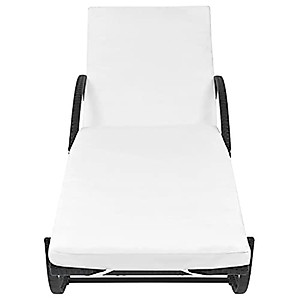 BUKSCYJS Patio Chaise lounges,Outside Lounge Chairs,Sun Lounger with Cushion & Table Poly Rattan Black,Bedroom Lounge Chair,Travel Beach Chair,Bedroom Lounge Chair