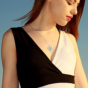 ESSIE ODILA Necklaces for Women Sterling Silver Birthstone Necklace for Women Heart Pendant Necklaces Birthday Anniversary Christmas Gifts Jewelry for Women Mom Wife