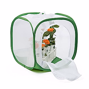 Two Doors Monarch Butterfly Habitat, Insect Mesh Cage, Caterpillar Enclosure Terrarium Pop-up (12 X 12 X 12 Inches)