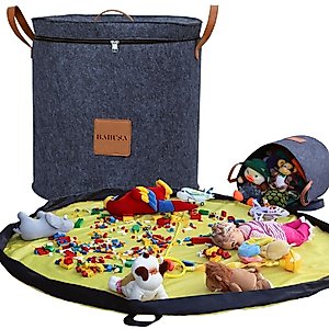 Babusa Toy Storage Basket & Play Mat – 3X Large Organizer Storage Bin for Toys - Kids Toy Box for Boys & Girls - Playroom Storage - Giant Size Storage Bag - Hobby Organizer Box 19,6"x19,6"x19,6"