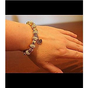 Long Way® Gold Plated Snake Chain Glass Beads I Love You Charm Beaded Bracelets for Women