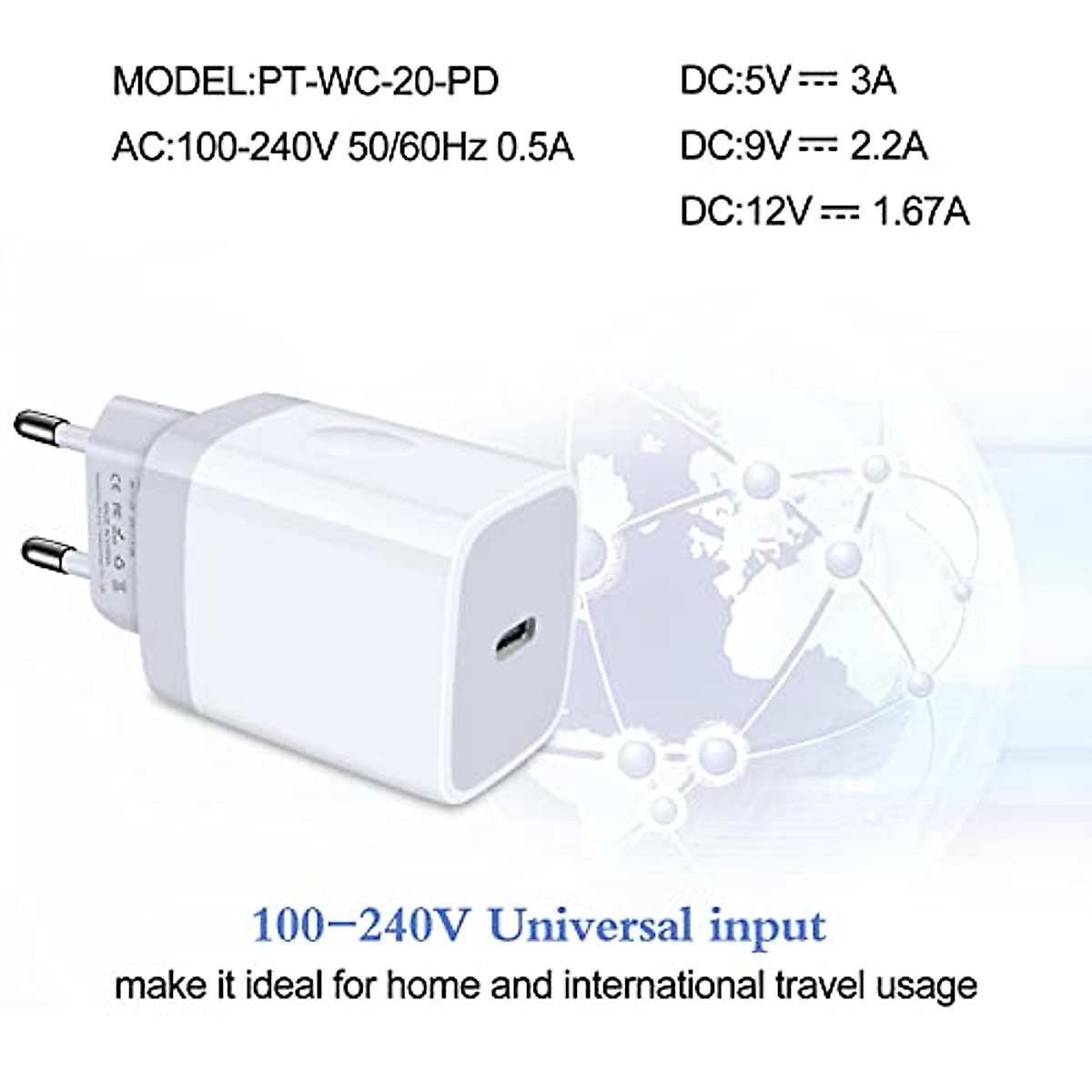 European Charger 2Pack EU Fast 20W USB C Charger Block Travel Plug PD Power Adapter for iPhone 14/14 Pro/14 Pro Max/13 Pro Max/13 Pro/13 Mini/13/12/11 Pro Max/XS Max/XR/X/8/SE 2022, Samsung, Android