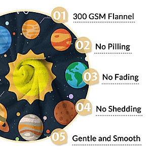 Custom Planet Blanket with Name for Kids - Soft, Fuzzy & Cozy - 30"x40" Lap Size Kids Throw Blanket for Couch, Office - Blue Cute Warm Blankets Gifts