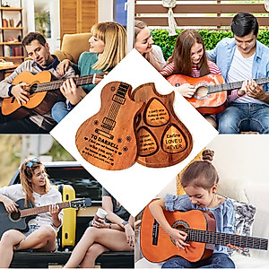 Custom Guitar Pick Holder with 3 Pcs Wooden Guitar Picks, Personalized Guitar Pick Case Box, Engraved Name,Text,Customized Gift for Dad,Husband,Boyfriend,Son,Friends