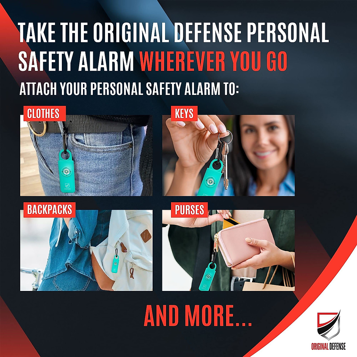 Original Defense® Siren Self-Defense Alarm (Mint) - 130 dB Keychain Alarm with LED Strobe Light for Women, Children, and Elderly - Police Recommended