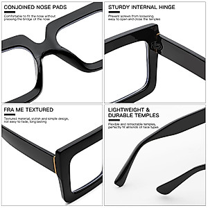 Melpomenia Oversized Blue Light Glasses for Women Fashion Big Frame Glasses Non-Prescription Eyewear(Black)