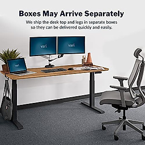 Vari- Standing Desk Adjustable Height (48" x30')- Electric Sit-Stand Computer Desk for Work or Home Office- Dual Motor with Memory Presets- Adjustable Desk from Varidesk- Black