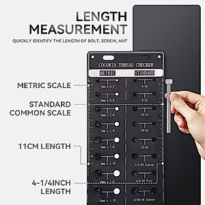 34 Nut and Bolt Thread Checker, Bolt Size and Thread Gauge Standard and Metric with 19 Standard & 15 Metric Bolt Identifying from #6 to 3/4" & 4mm to 16mm