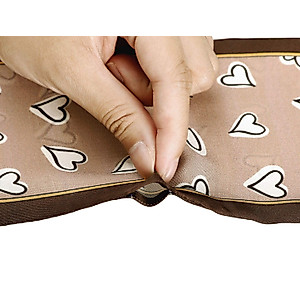 Allegra K Silky Skinny Scarves Ribbon Heart Print Long Hairband Handbag Wrap Brown 1 Pcs