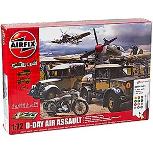 Airfix D-Day Air Assault 1:72 WWII Military Diorama Plastic Model Gift Set A50157A, Multi