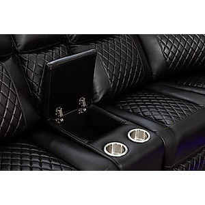 Kingway Inc Rexon Power Recliner Sectional Living Room Sofa Set with speaker,LED and USB port, Brown