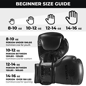 Sanabul Essential Gel Boxing Gloves for Men & Women, Kickboxing MMA, Muay Thai Gloves and Heavy Bag Training Punching & Sparring, AllBlack 10 oz