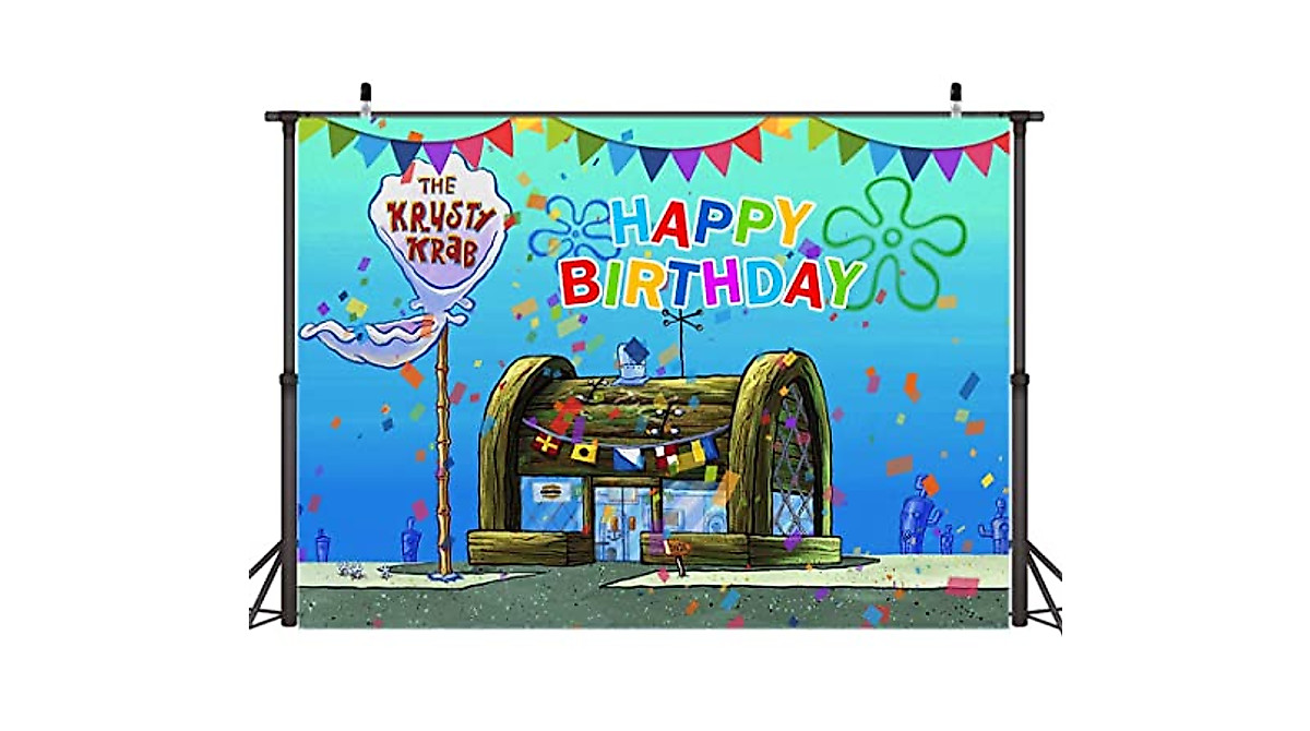 Spongebob Photo Backdrop 8x6ft for Birthday Parties